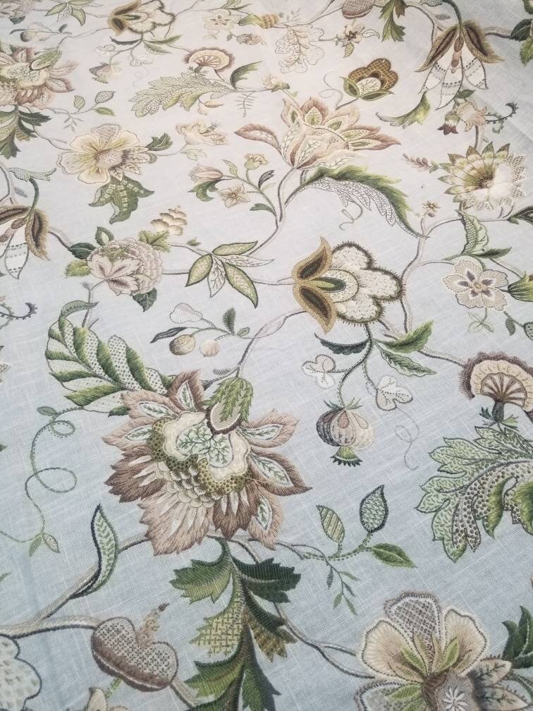 Heavy weight structured Cotton linen floral desig usable for | Etsy