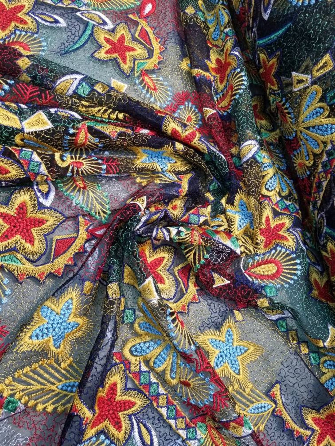 Italian Designer Fabric Floral Print on Tulle Fabric. Price for One ...