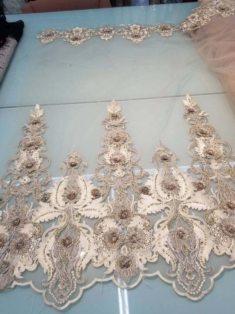 Application Patchwork French Lace With Stones and Feathers Usable for ...