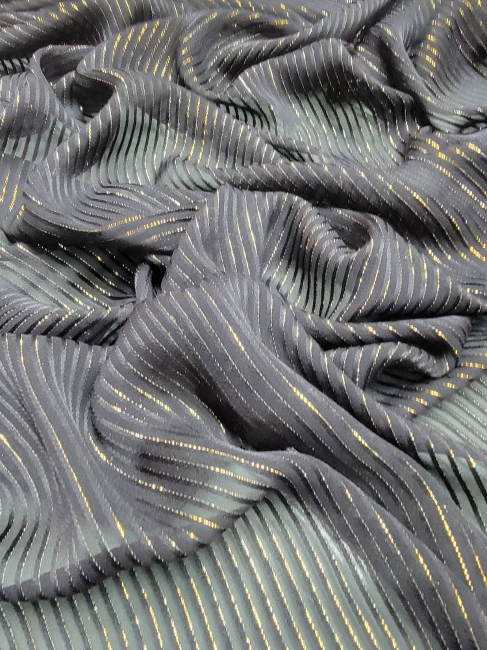 100% Silk Chiffon Metallic Striped Design. Rich and Beautiful - Etsy