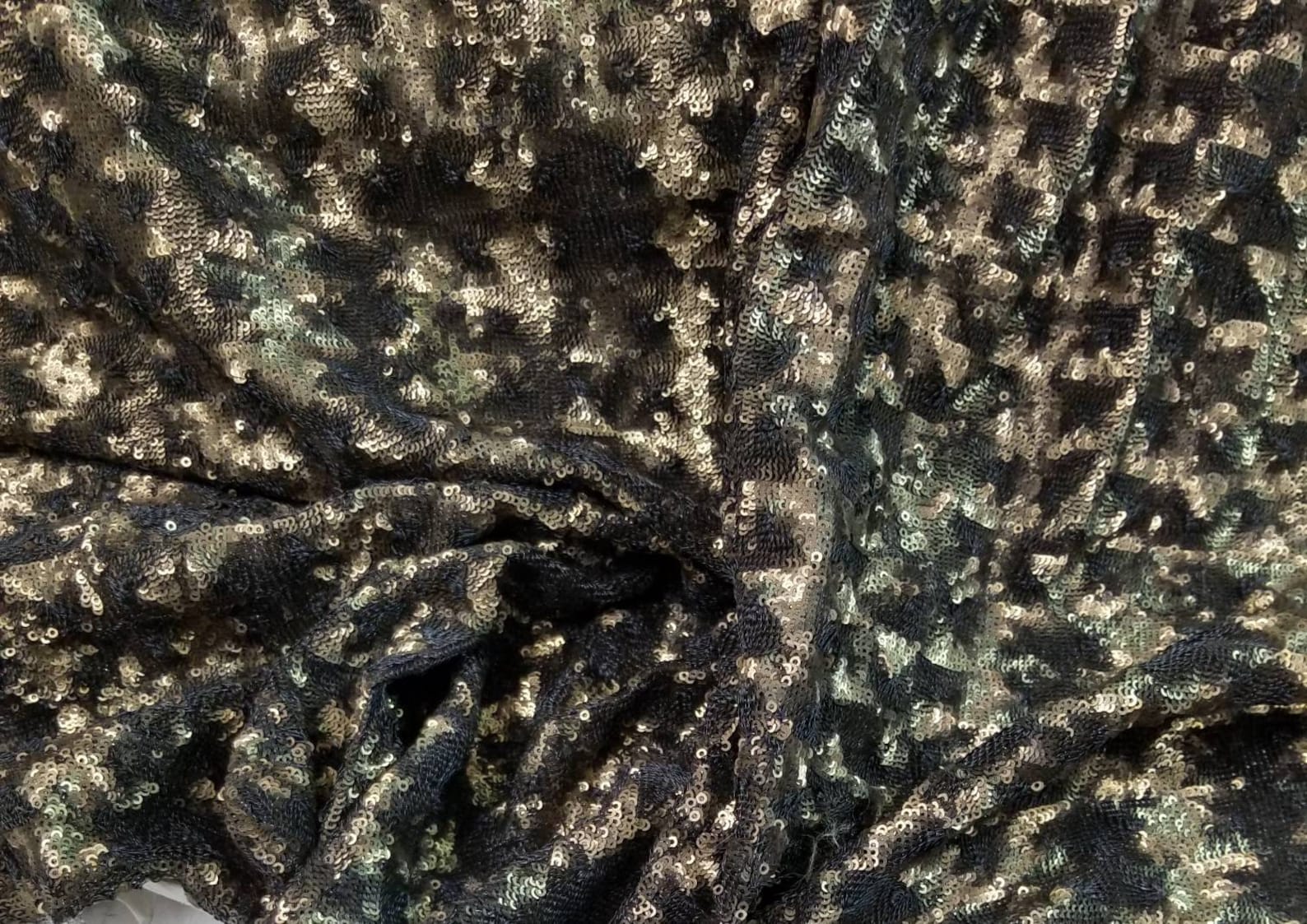 Irredescent Green Color Sequence on Stretch Fabric 54" Wide Usable for ...