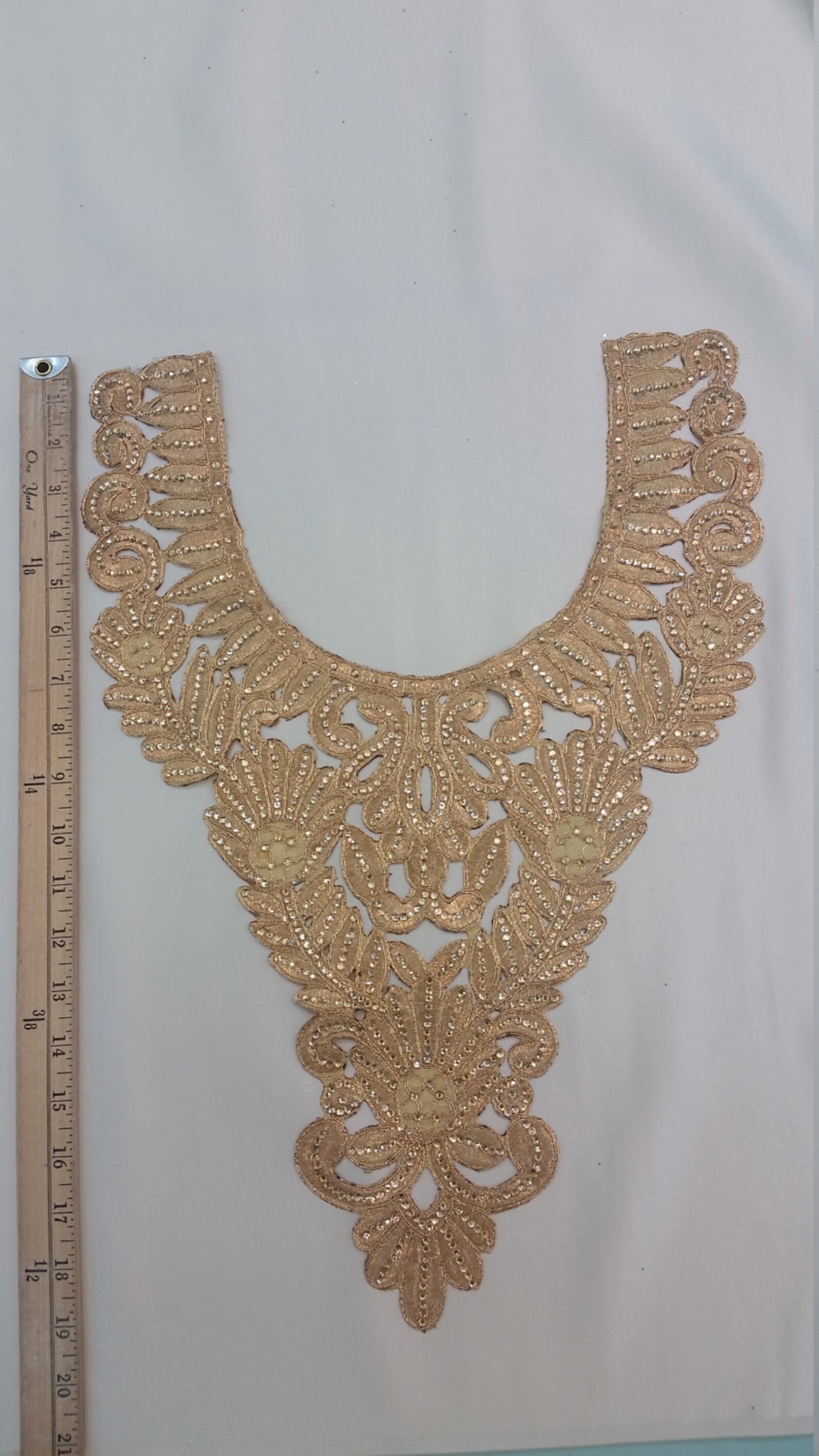 Rhinestone Neckline Applique/ Bridal Applique/ ~ Shiny Decorative ...