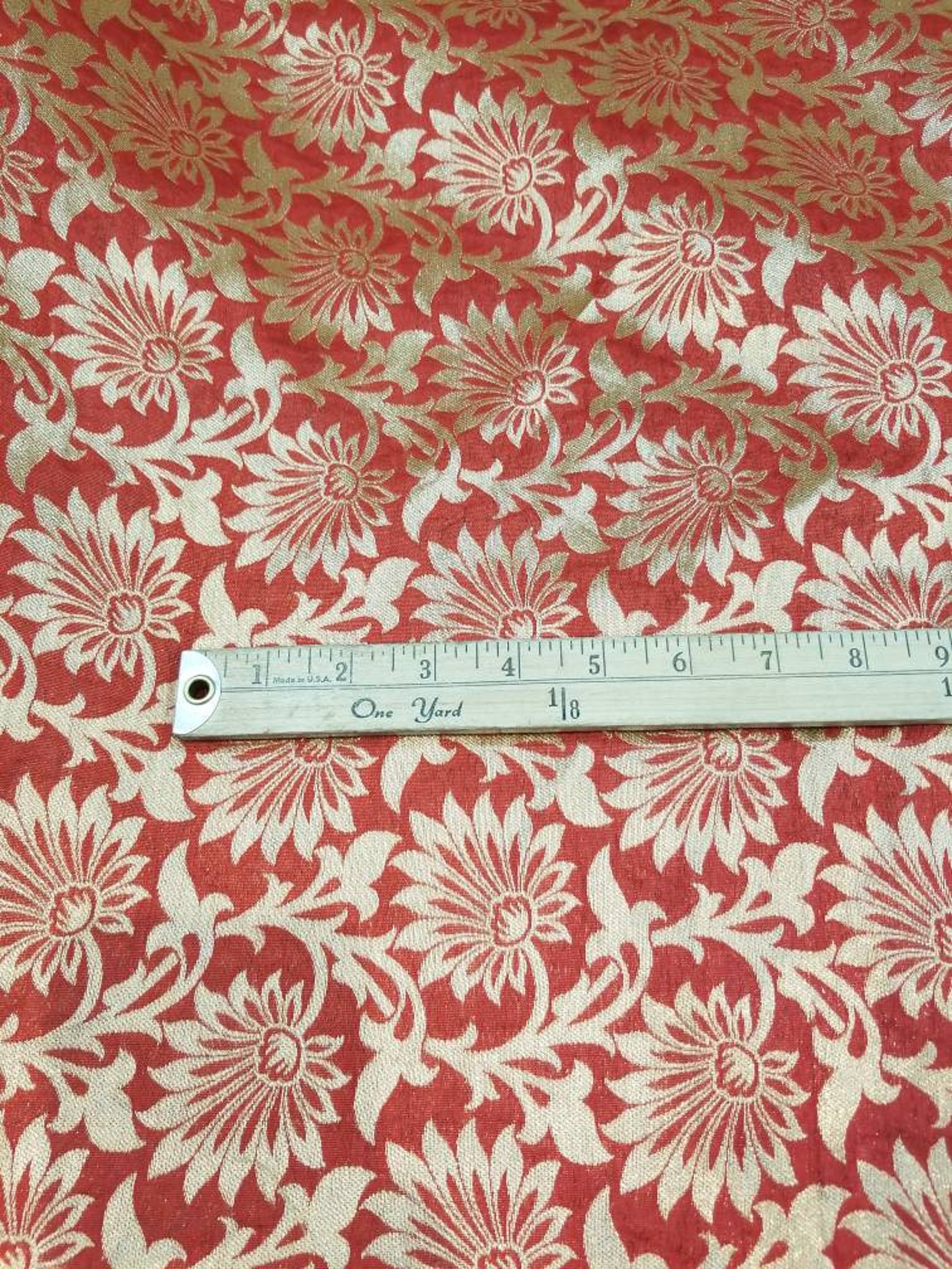 Metallic Brocade Red Color Mix With Gold Give You a Nice | Etsy