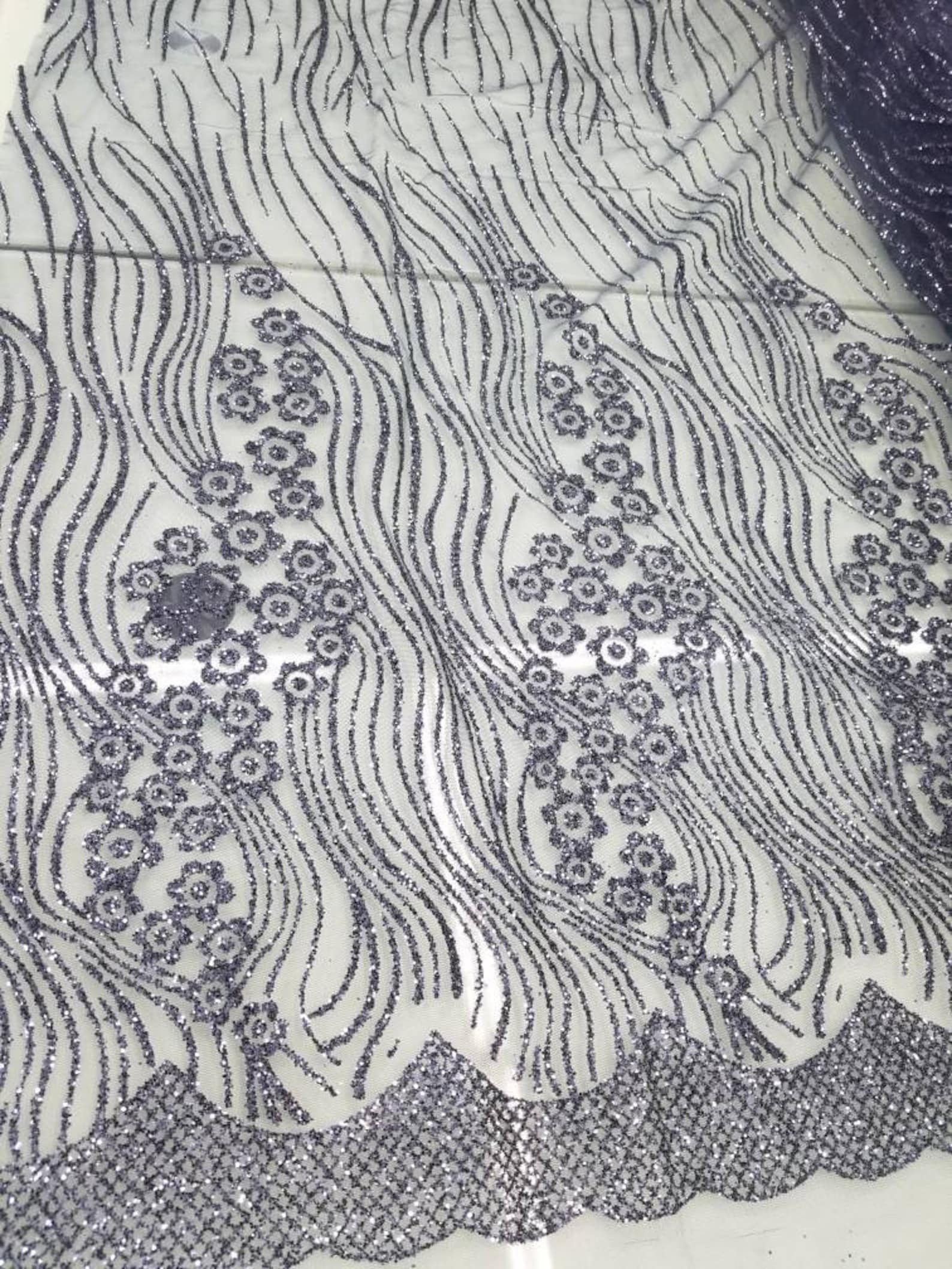 Navy Blue Color Glitter Metallic Fabric Usable for Decoration and ...