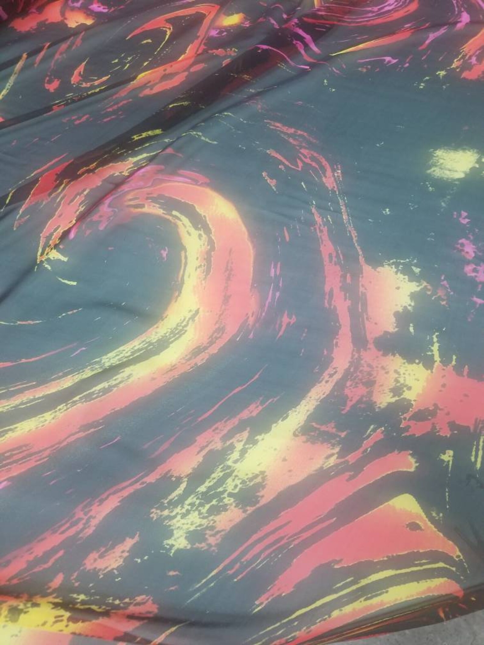 Italian Designer Chiffon Swirly Print Black Base With - Etsy