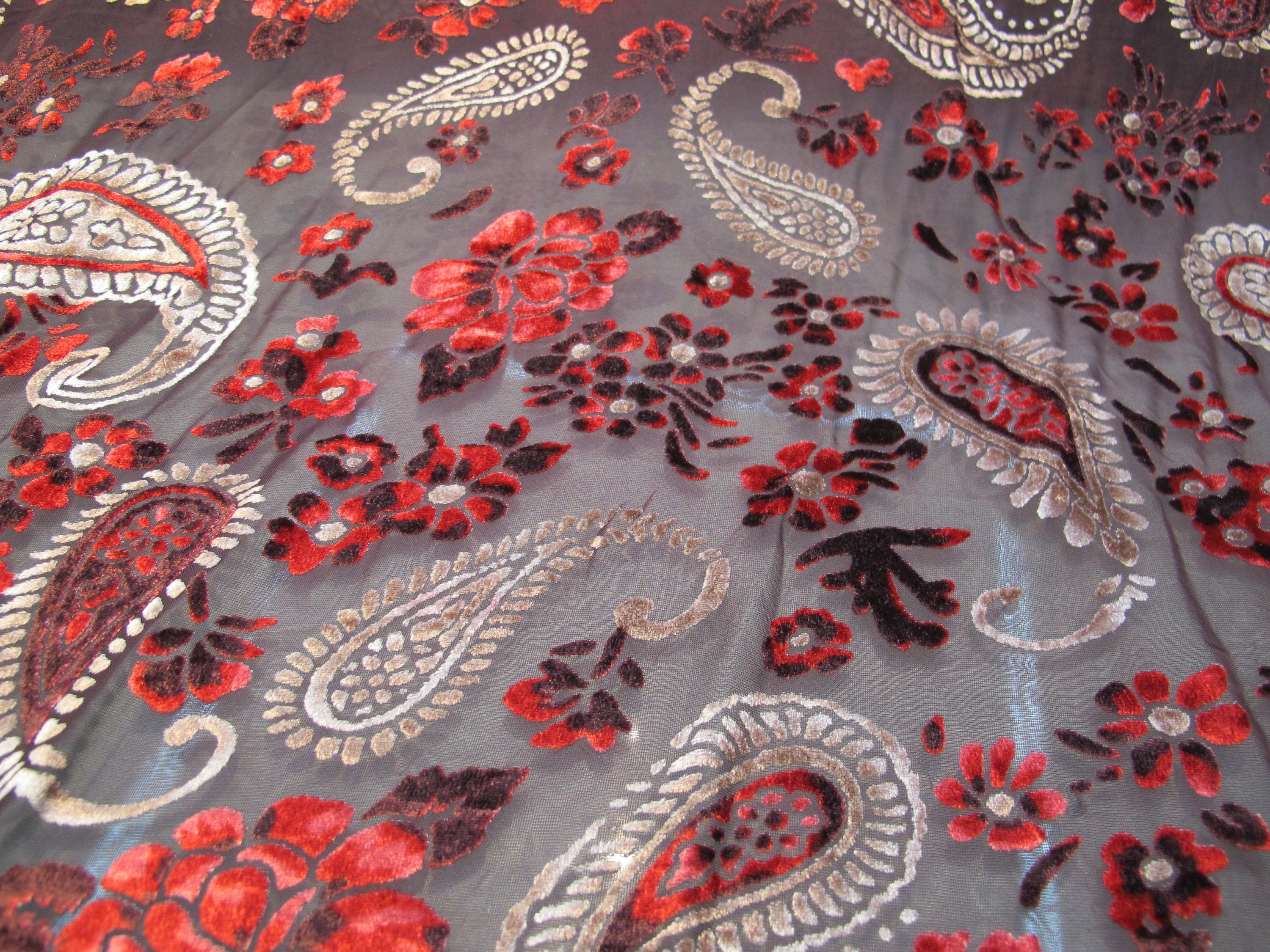 Italian Designer Chiffon Velvet Burnout Fabric Floral Print. | Etsy