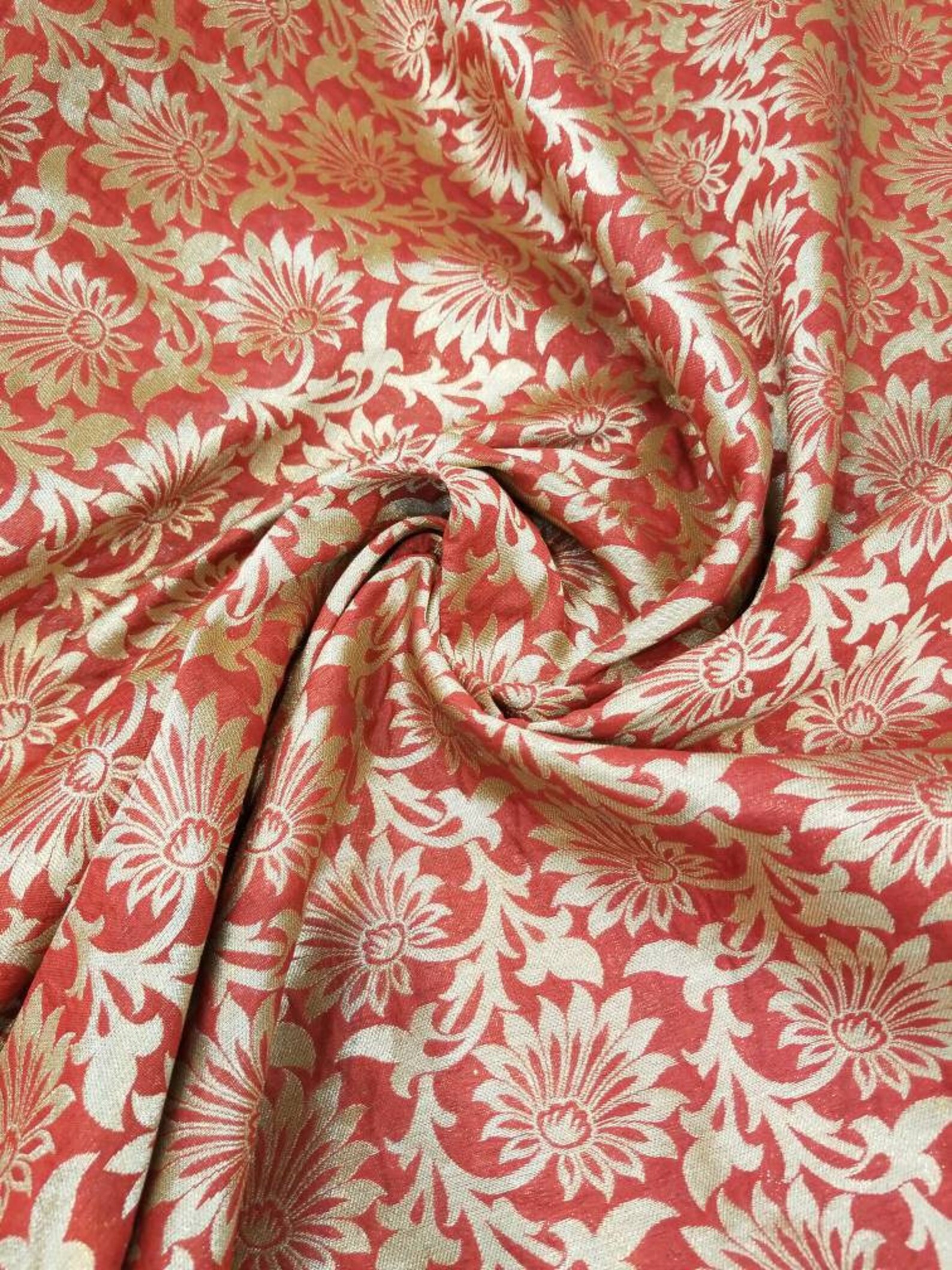 Metallic Brocade Red Color Mix With Gold Give You a Nice | Etsy