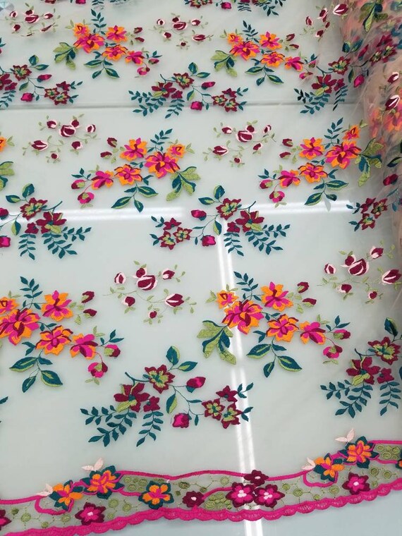 Italian Designer Fabric Floral Print on Tulle Fabric. Price | Etsy