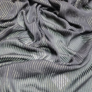 100% Silk Chiffon Metallic Striped Design. Rich and Beautiful Gold ...