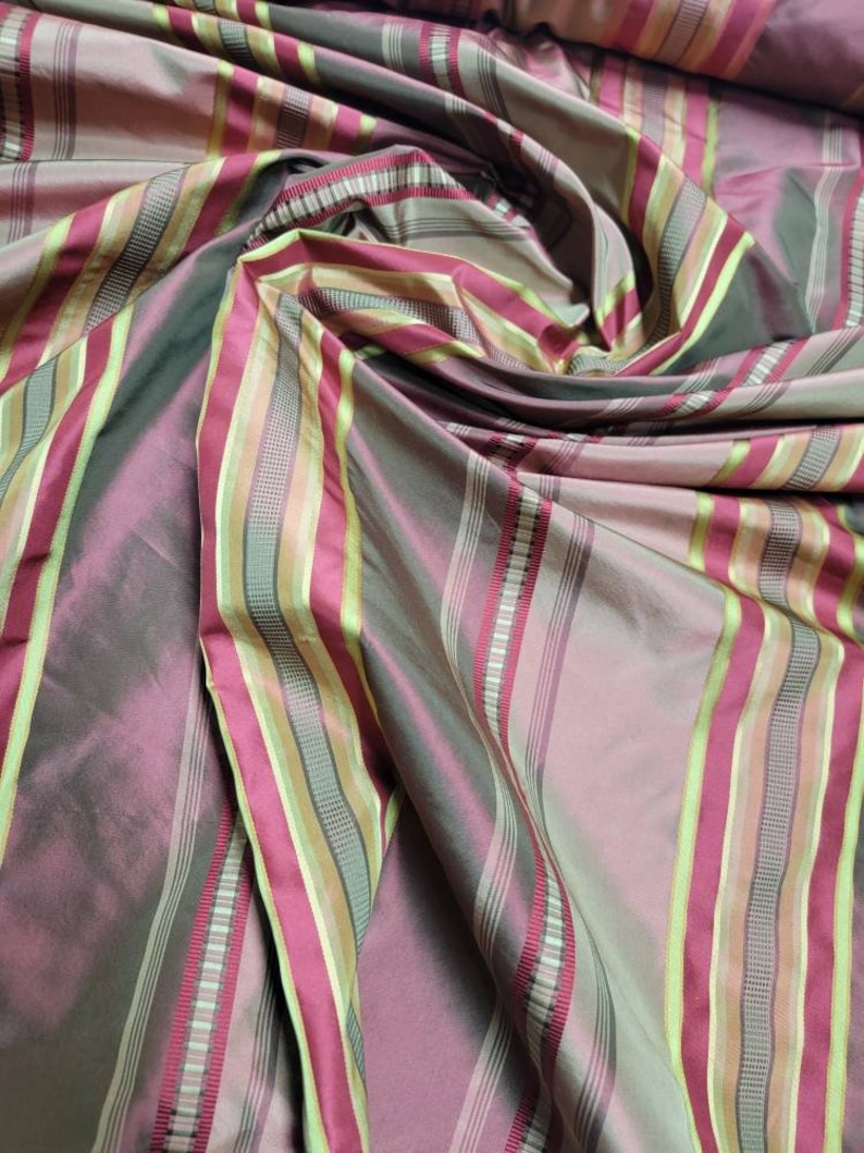 100% Silk Taffetta Satin Striped Fabric by Yard 54 Wide. - Etsy