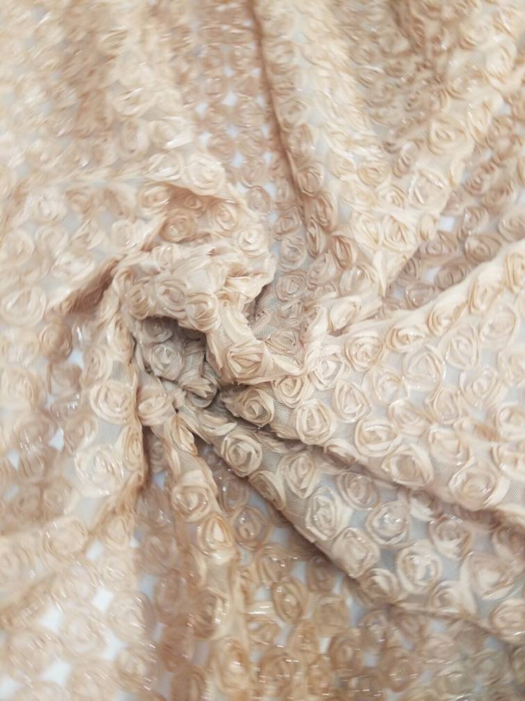 Rose Gold Color Rosette Lace Fabric is Usable for Interior Designers ...