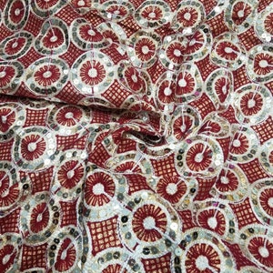 Metallic Soft Thread Work Red Color Embroided Brocade Usable for ...