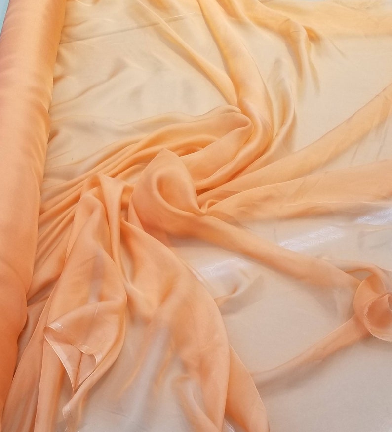 100% Silk French Chiffon Orange Color 54" Wide. Usable for Apparel and ...