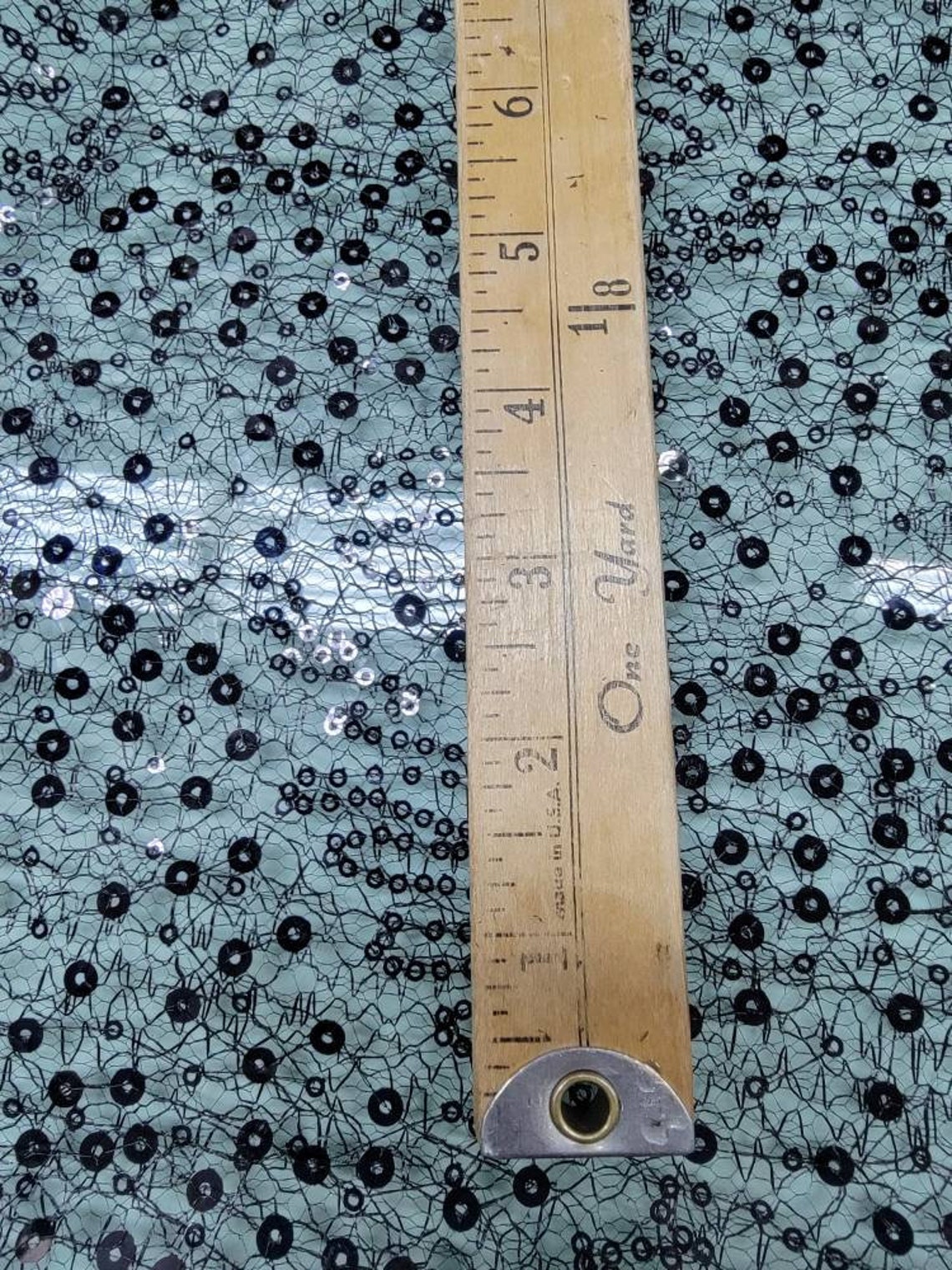 Black Color Sequence on Spangle Mesh Fabric 54" Wide Usable for Apparel ...