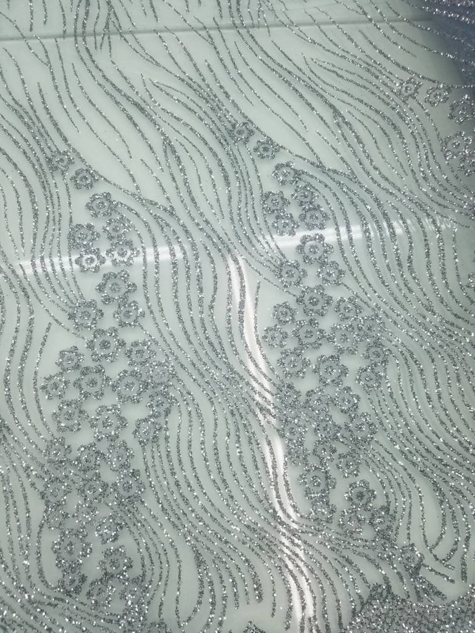 Blue Grey Color Glitter Metallic Fabric Usable for Decoration and ...