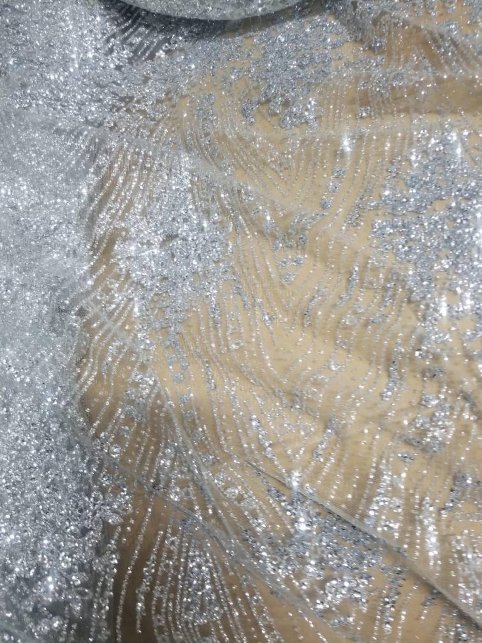 Glitter Metallic Fabric Silver Color Usable for Decoration and Apparel ...