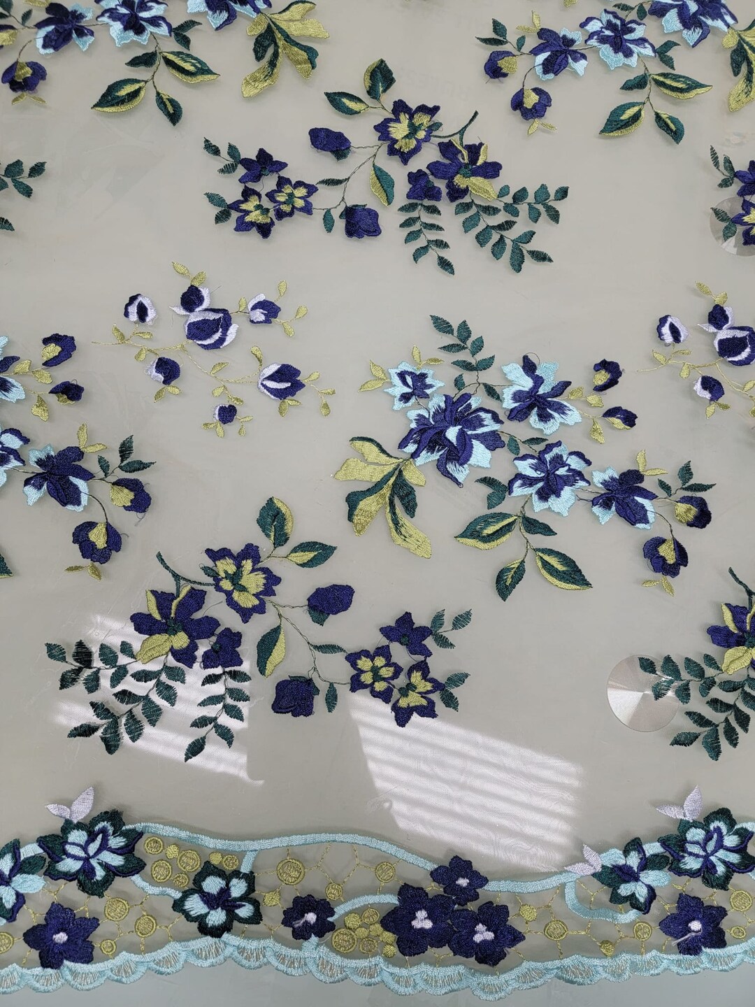 Italian Designer Fabric Floral Print on Tulle Fabric. Price for One ...
