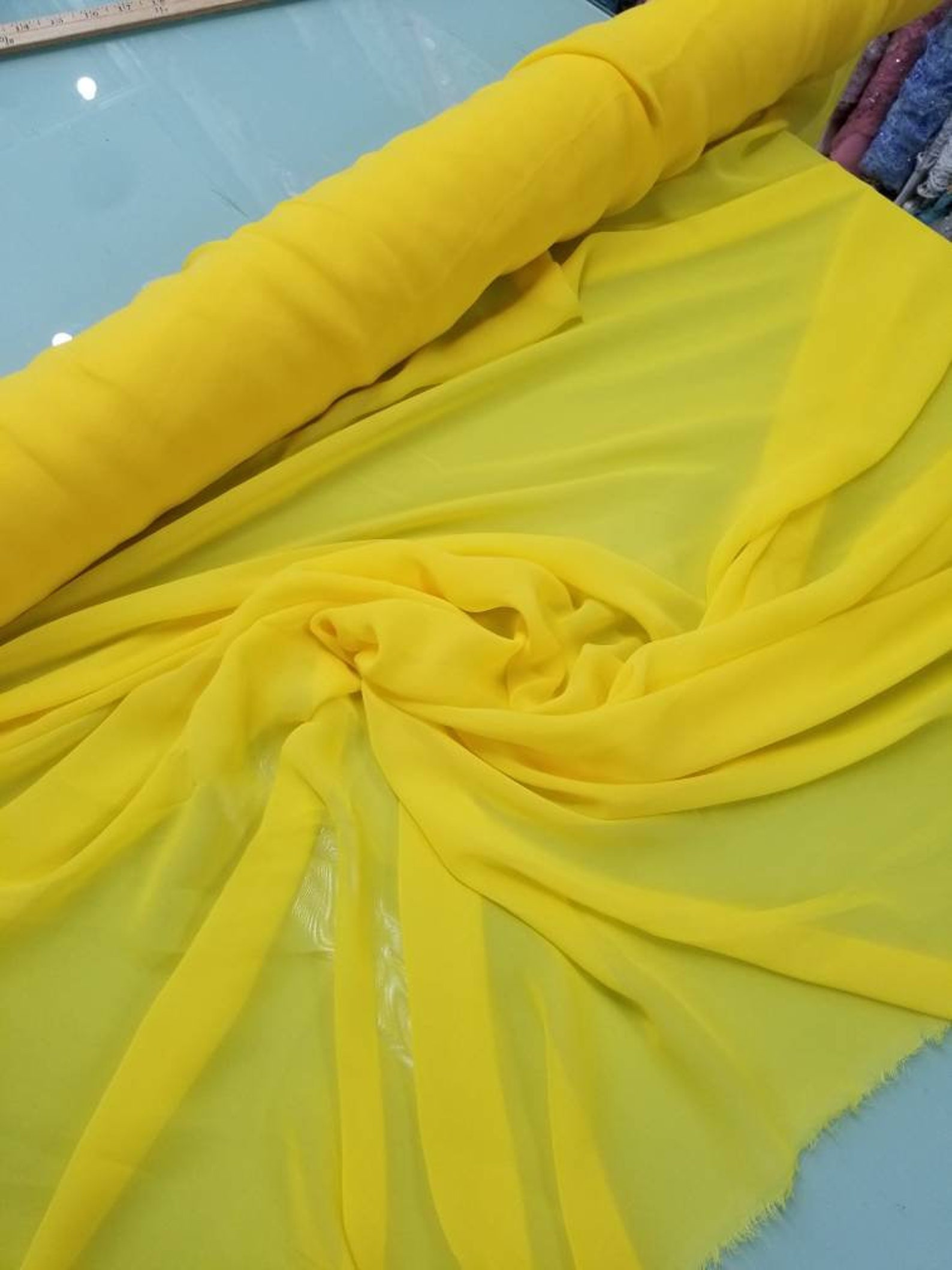 Yellow Color Chiffon 54 Wide. Usable for Apparel and - Etsy