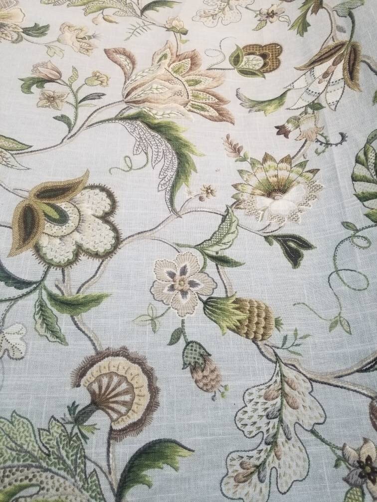 Heavy weight structured Cotton linen floral desig usable for | Etsy