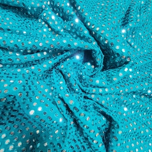 Soft Mirror Work Chiffon Embroided Fabric Usable for Apparel ...