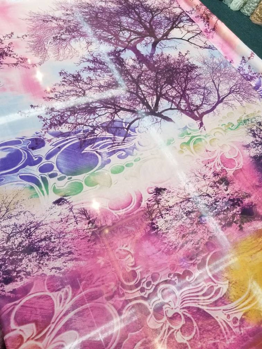 100% Silk Chiffon Sheer Designer Print Fabric. 54