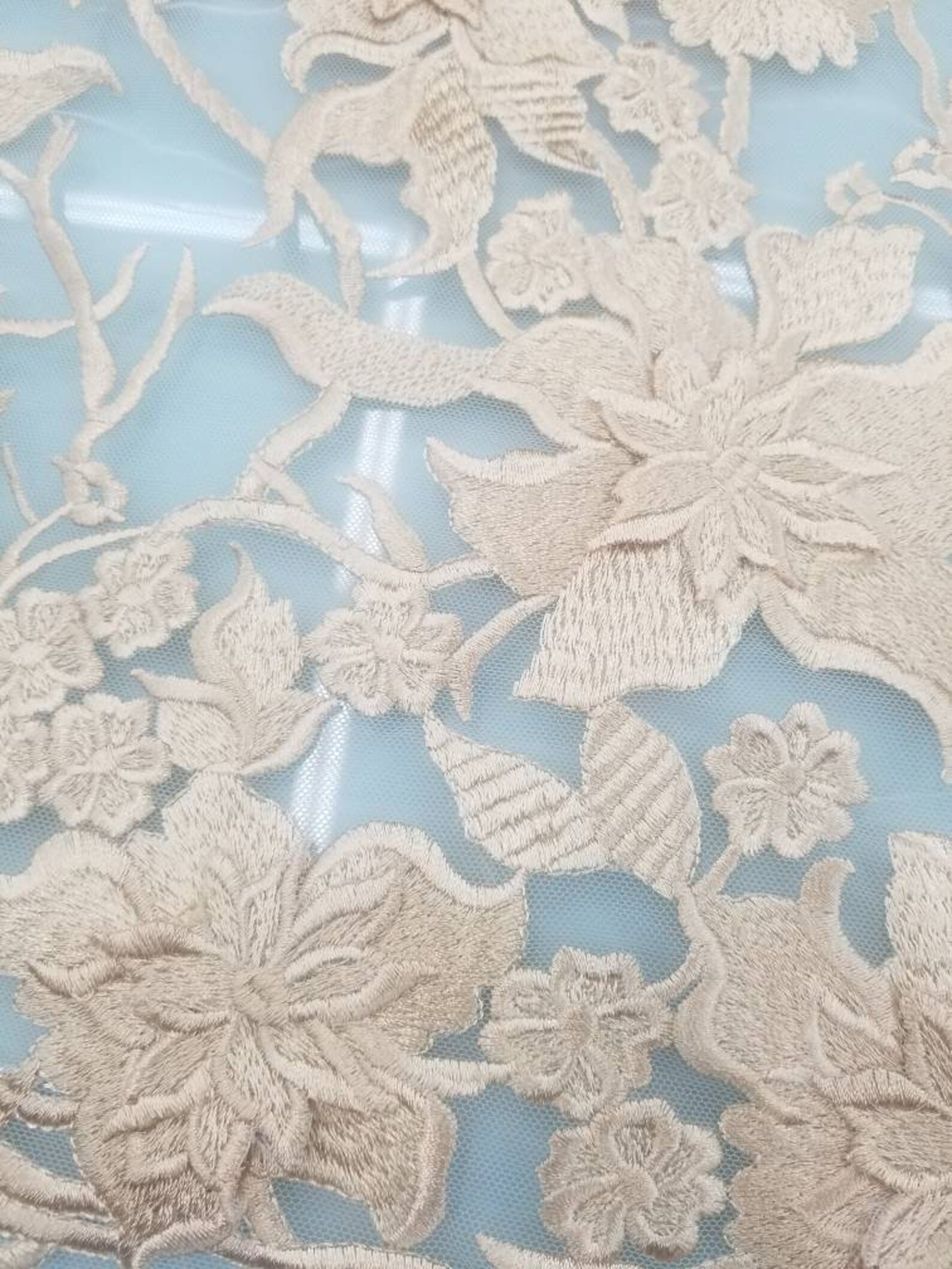 Gold Application Lace With See Thru Background Tulle to Blend - Etsy