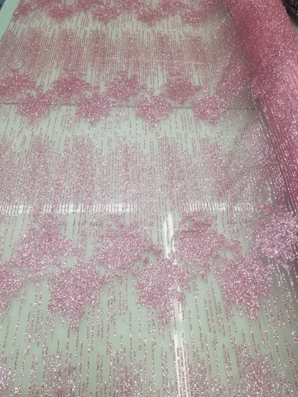 Rose Color Glitter Metallic Fabric Usable for Decoration and Apparel ...