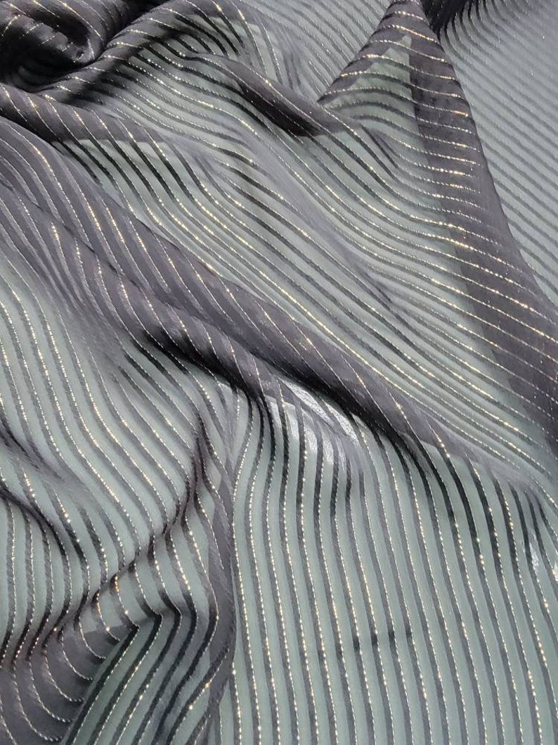 100% Silk Chiffon Metallic Striped Design. Rich and Beautiful - Etsy