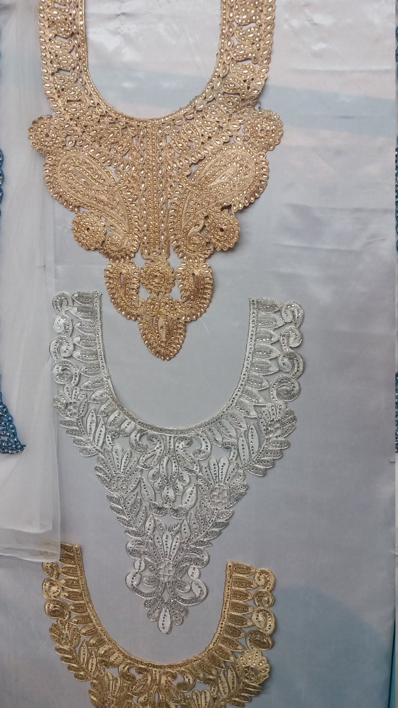 Rhinestone Neckline Applique/ Bridal Applique/ ~ Shiny Decorative ...