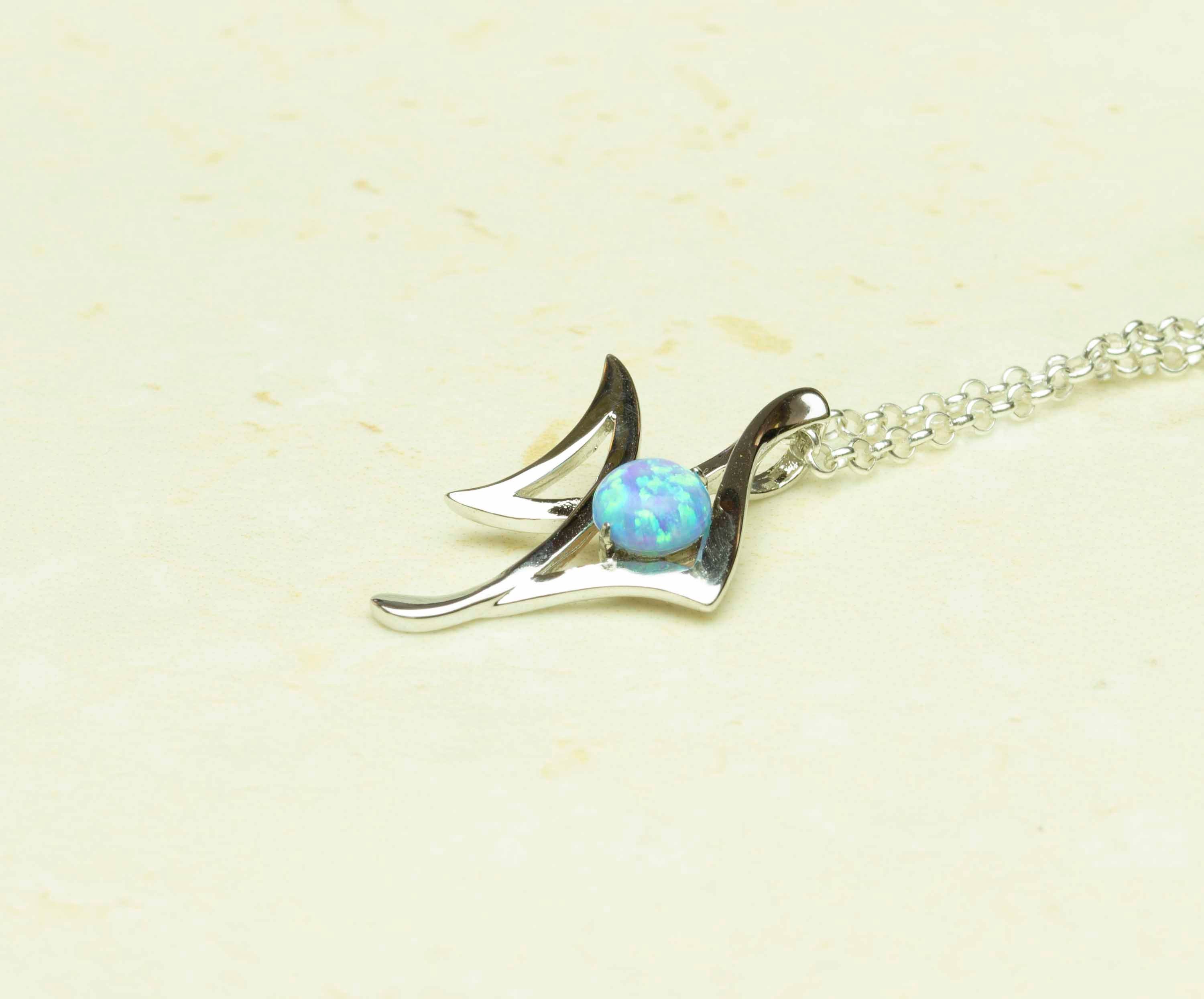 Sky Blue Lab Opal Fish Pendant Sterling Silver Synthetic - Etsy España