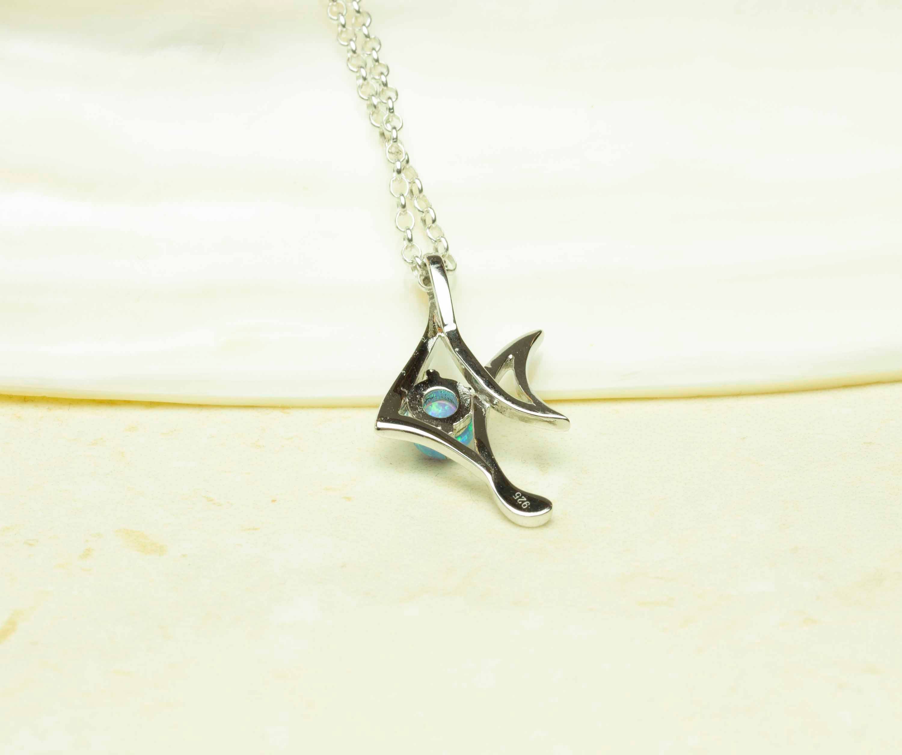 Sky Blue Lab Opal Fish Pendant Sterling Silver Synthetic - Etsy España