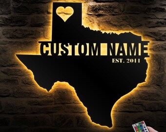 Texas Map Metal Sign - Etsy