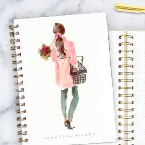 Personalized Gold Spiral Notebook: White Peonies in a Ginger | Etsy