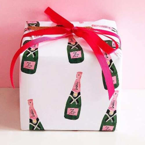 Cute Wrapping Paper: Bubbly Champagne Gift Wrap pink and | Etsy