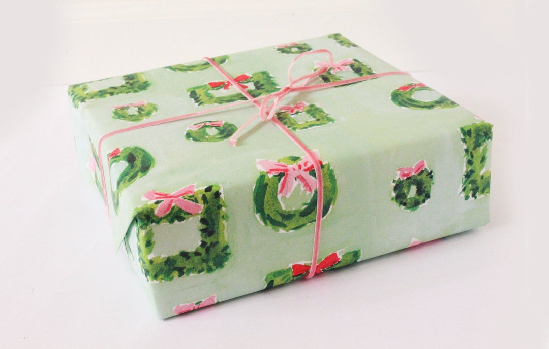 Christmas Wrapping Paper: Wreaths in Mint {christmas, Holiday, Birthday ...