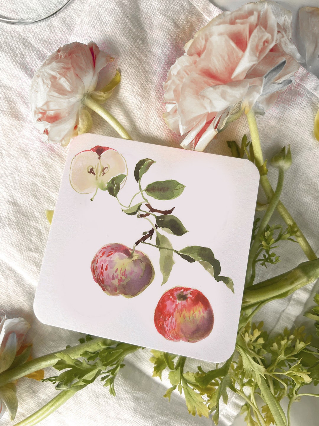 Paper Coaster: Apple Botanical Coaster - Etsy