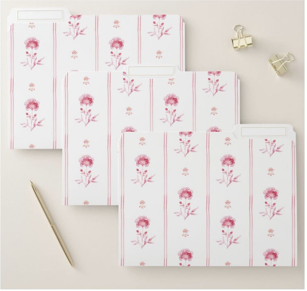 File Folders: French Wallpaper Floral Pink - Etsy