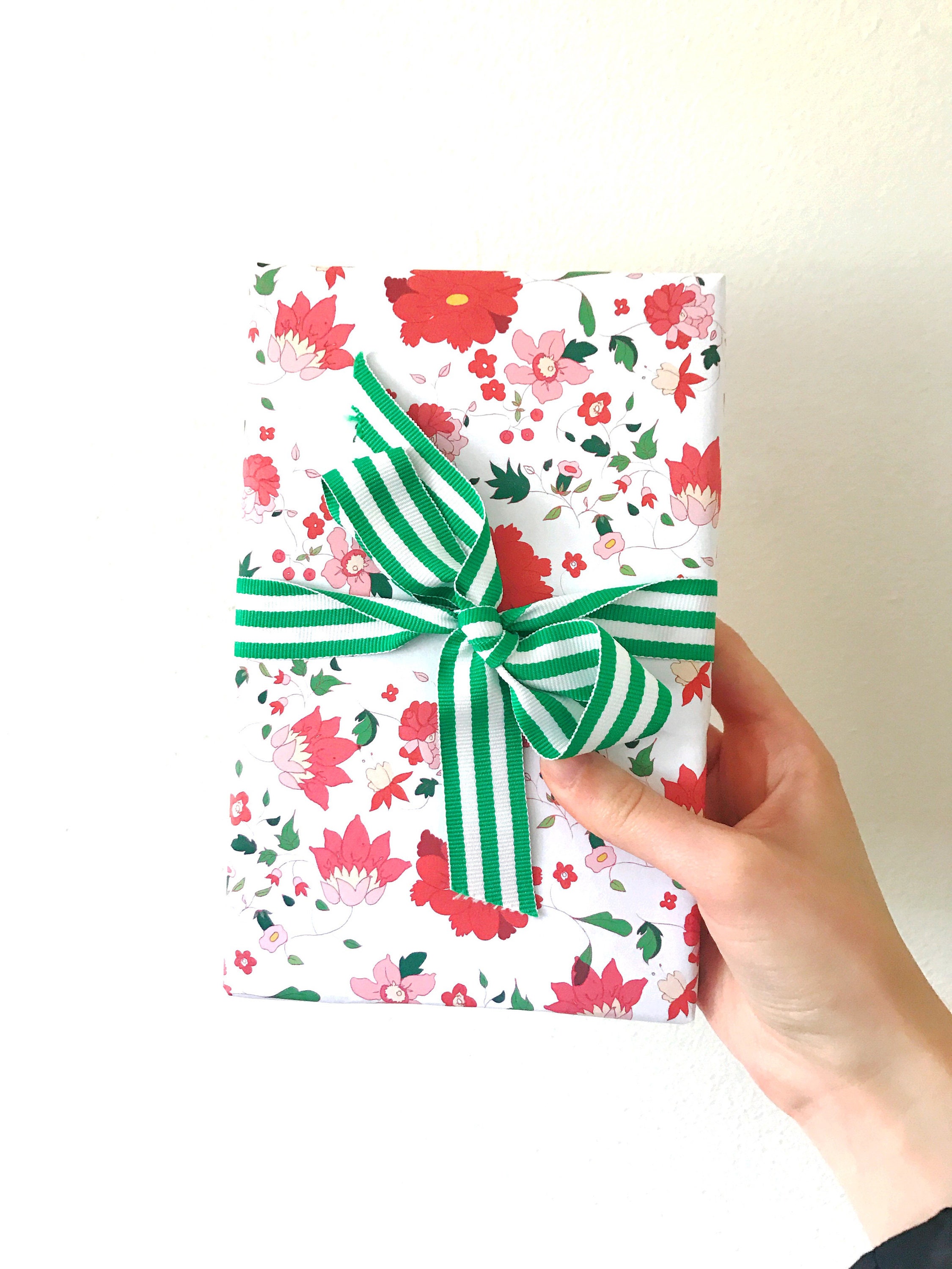 Liberty Floral Wrapping Paper pink and green wrapping paper | Etsy