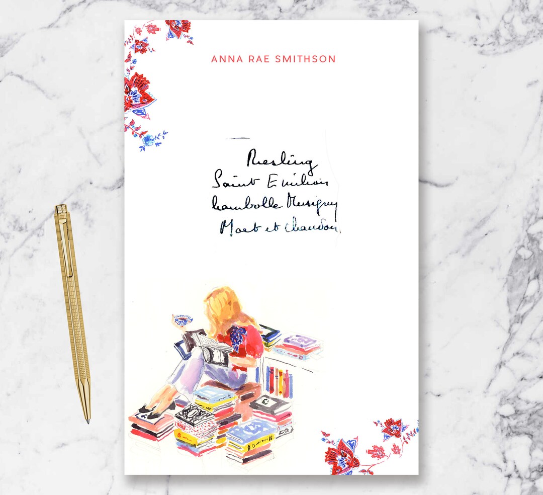 Personalized Notepad: Book Stack Girl {paper Notepad, to Do List ...
