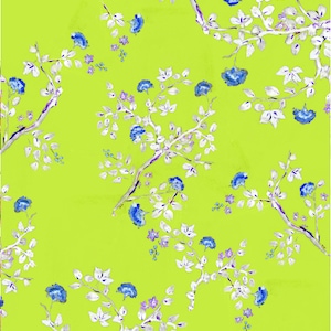 New! Chic Wrapping Paper: Chartreuse Chinoiserie Gift Wrap (blue and ...