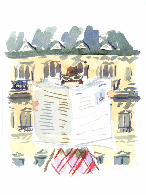 Art Print: Paris Newspaper Girl cute Wall Art Home | Etsy