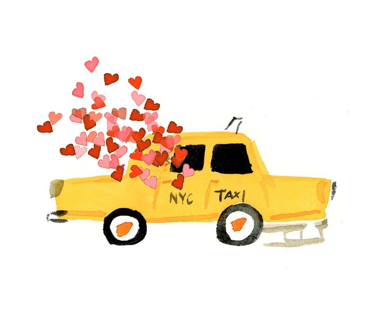Greeting Cards: Taxi Hearts stationary Notecards - Etsy