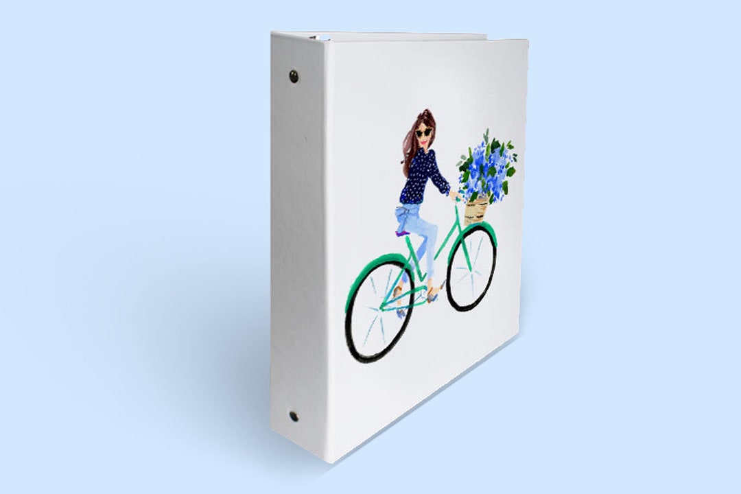 Heirloom Binder Glossy 3 Ring Binder: Bike Girl in Blue (heirloom ...