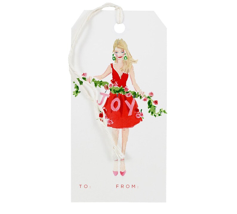 Christmas Gift Tags: Joy Garland Girl holiday Gift Tags - Etsy