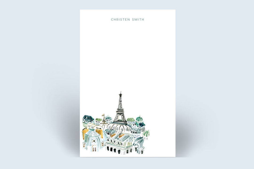 Personalized Paris Skyline Notepad - Custom Name Eiffel Tower List Pad ...