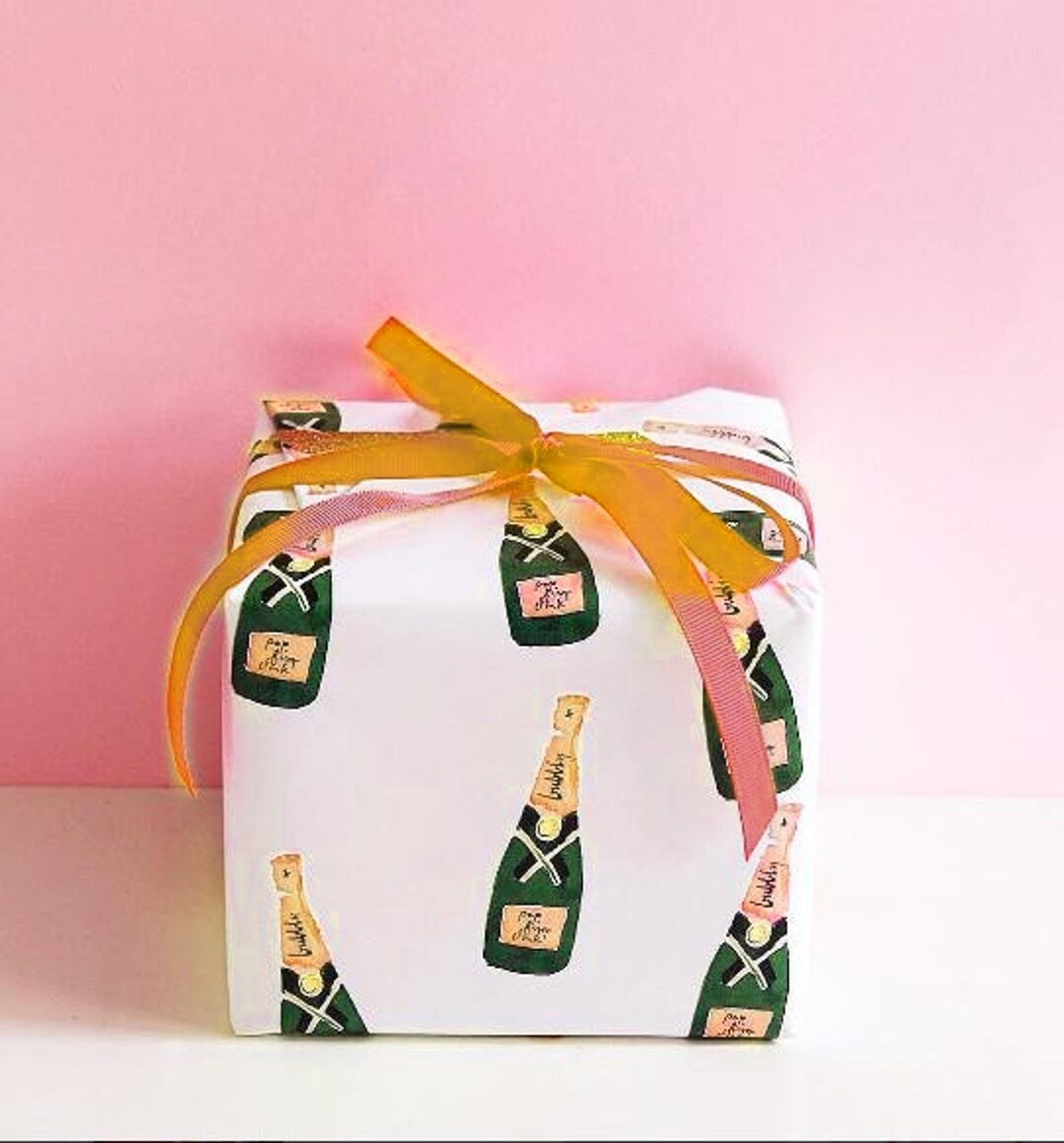 Wrapping Paper: Orange Champagne Gift Wrap {christmas, Holiday ...
