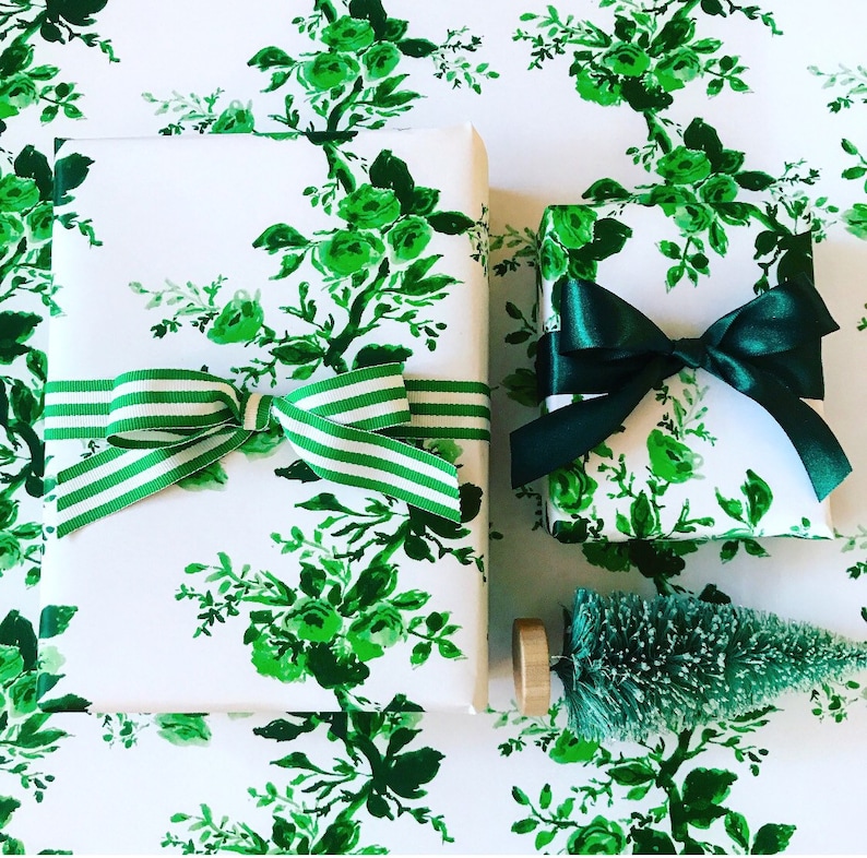 Wrapping Paper: Green Floral Vine Wrap christmas Holiday - Etsy