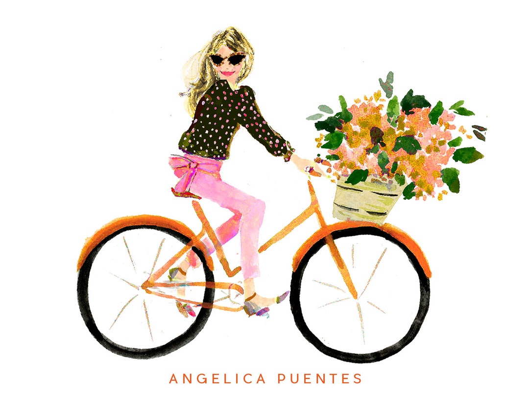 Custom Stationery Girl: Fall Orange Bike Girl {stationary Notecards ...