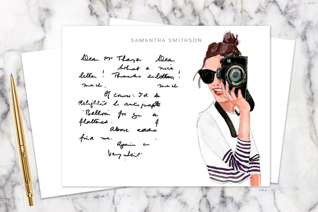 Custom Stationery: Camera Girl in White {stationary Notecards ...