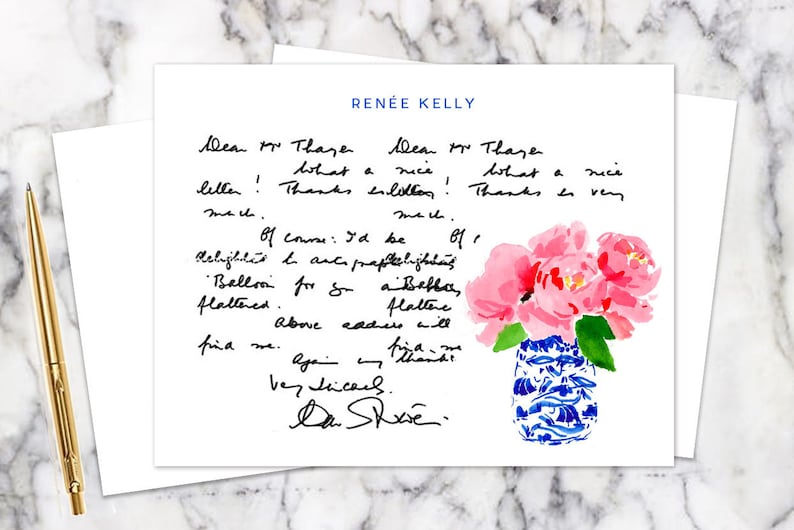 Personalized peony Note cards - Custom Ginger‑jar Stationery Set ...